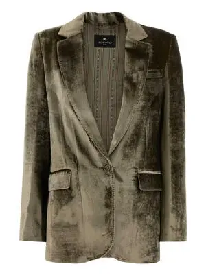 Etro Sage Velvet Blazer - Green