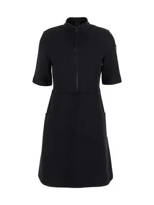 Moncler Black Dress With Logo Patch Applied On The Sleeve In Cotton Blend - Multicolor