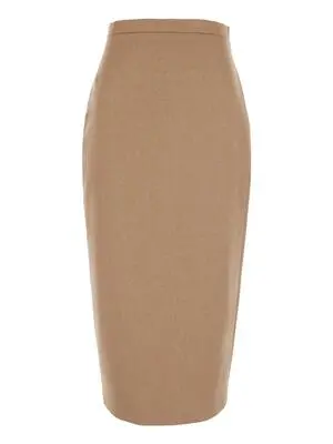 Max Mara Skirt Tenuta With Elegant Details And Beige Wool Fabric For - Multicolor