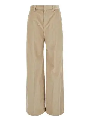 Brunello Cucinelli Brunello Cucinelli Women Men's 'Corduroy' Pants With Elastic Waist And Side Pockets In White Cotton Multicolor