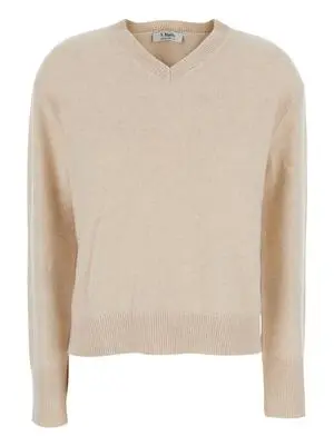 Max Mara S MAX MARA FATA Wool V-Neck Long Sleeve Sweater Multicolor