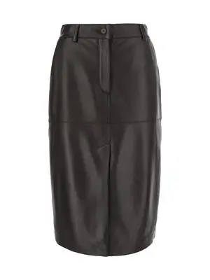 P.a.r.o.s.h Leather Midi Skirt - Multicolor