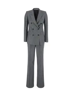Tagliatore Double-breasted Suit With Peak Revers In Wool Blend For - Gray