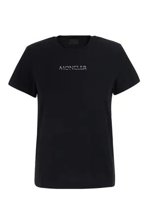 Moncler Cotton Crewneck T-shirt With Logo Detailing - Black