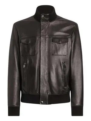 Dolce & Gabbana Lambskin Bomber Jacket - Brown