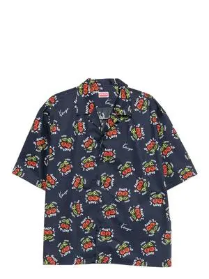 Kenzo Short-sleeved Shirt With Cherry Print - Blue