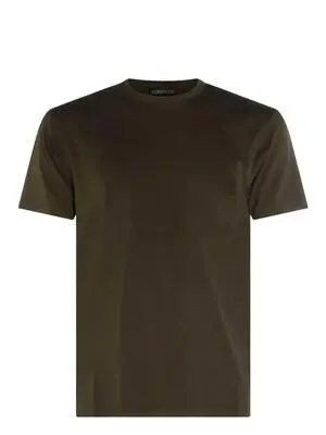TOM FORD Tom Ford Men Embroidered Logo Crew-Neck T-Shirt Brown