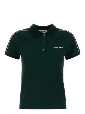 MIU MIU Miu Miu Cotton Polo Shirt With Contrast Trim