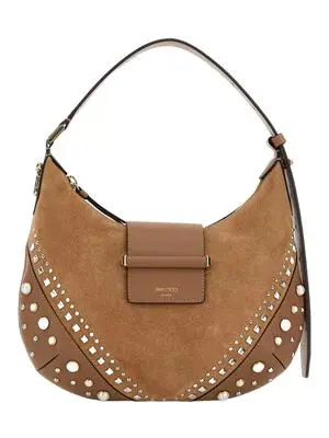 JIMMY CHOO Biscuit Suede Bar Shoulder Bag - Brown