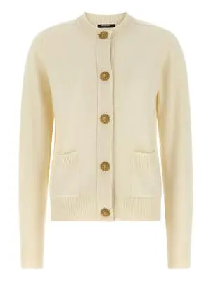 Balmain BALMAIN Cashmere And Virgin Wool Blend Cardigan With Lion Head Buttons White