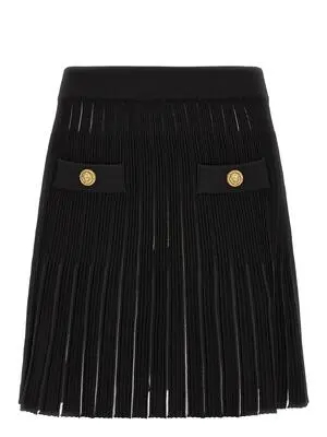 Balmain Pleated Skirt - Black