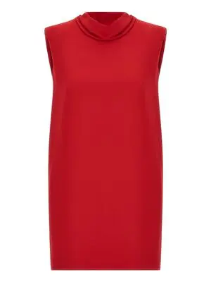 Valentino Garavani Sleeveless Silk Cady Couture Dress - Red