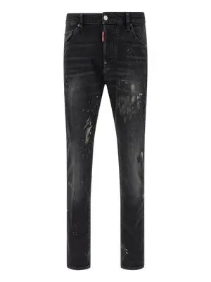 Dsquared2 Paint Splatter Slim Fit Jeans - Black