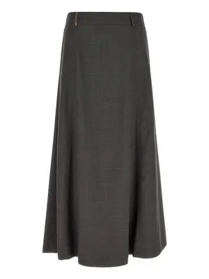 Peserico Flared Midi Skirt With Strap Detail - Gray