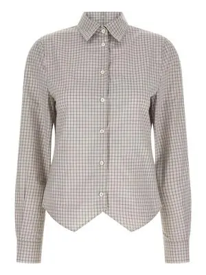 MAISON MARGIELA Maison Margiela Cotton Checkered Pointed Hem Shirt