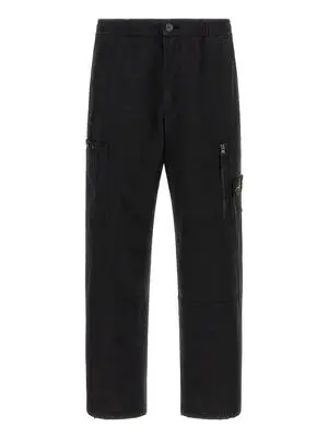 Stone Island Cotton Ripstop Cargo Pants - Black