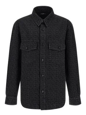 Balmain Monogram Pattern Overshirt - Black