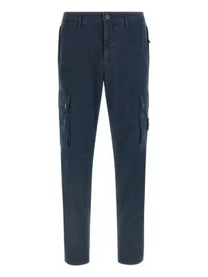 Stone Island 3100034' Cargo Pants In Garment-dyed Stretch Organic Cotton - Blue