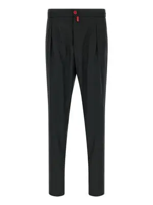 Kiton Wool Trousers With Contrasting Red Button Detail - Gray