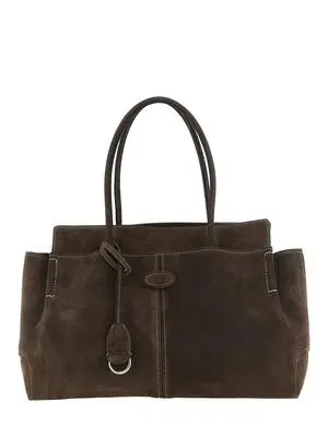 TOD'S Medium Suede Shopping Bag - Brown