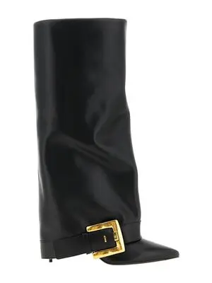 Balmain Anthem Buckled Calf Leather Boots - Black