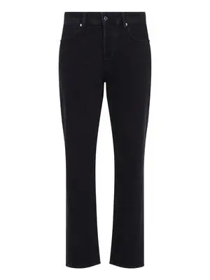 Stone Island Garment-dyed Stretch Cotton Denim Pants - Black