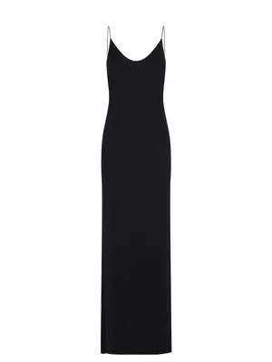 Saint Laurent Cassandre Chain Knit Maxi Dress - Black