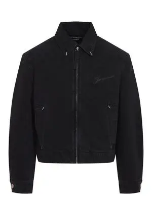 Jacquemus La Veste De-nîmes Canevas Cropped Jacket - Black