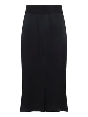 MAISON MARGIELA Satin Midi Skirt With Rear Slit And Exposed Zip - Black