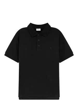 Saint Laurent Pique Cotton Polo Shirt With Cassandre Embroidery - Multicolor
