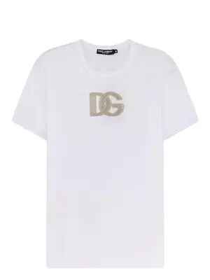Dolce & Gabbana Cotton T-shirt With Patch Logo On The Front - Multicolor