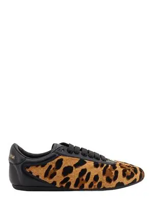 Dolce & Gabbana Ponyskin Sneakers With Metal Dg Logo - Multicolor