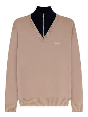 Miu Miu Cashmere Sweater With Logo Inlay - Multicolor