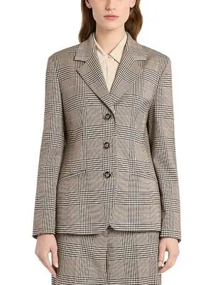 Marella Mllginseng Glen Plaid Blazer - Chocolate
