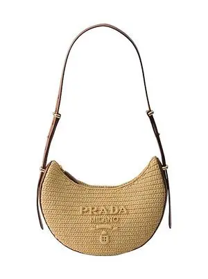 Prada Arque Small Crochet And Leather Bag - Neutral