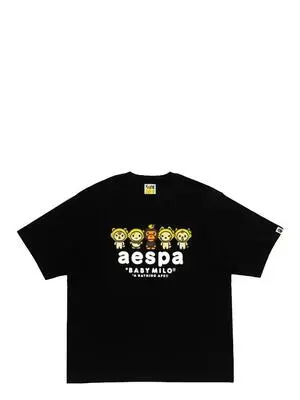 A BATHING APE X Aespa Baby Milo Lemonade Relaxed Fit T-shirt - Black