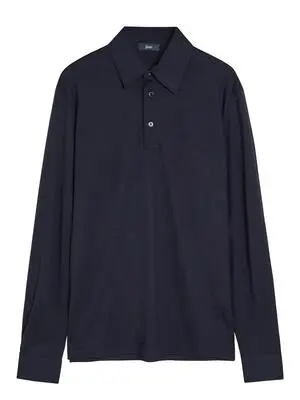 Herno Long-sleeve Wool-jersey Polo Shirt - Navy