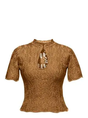 Lena Hoschek Choupette" Cotton-blend Knitted Top - Brown