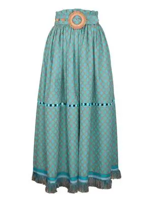 Lena Hoschek Paradise Cotton Midi Skirt - Turquoise