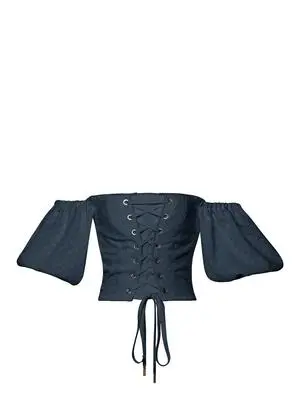 Lena Hoschek Maddalena Cotton Corset Top - Navy