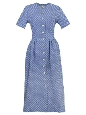 Lena Hoschek Maxima Cotton-Blend Midi Dress Light Blue