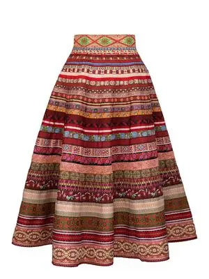 Lena Hoschek Swing Ribbon Cotton-blend Midi Skirt - Stripe