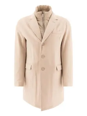 Herno Single-breasted High-neck Coat - Beige
