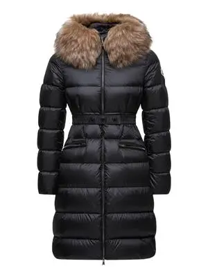 MONCLER Moncler Boedic Long Down Jacket With Shearling Trim