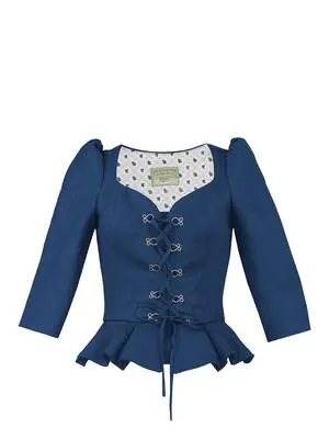 Lena Hoschek Maiden Linen Corset Top By - Blue