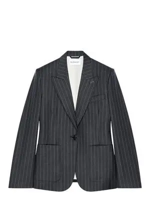 Givenchy Pinstripe Single-breasted Buttoned Jacket - Gray Mixture