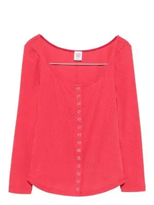 RE/DONE Crew-neck Three-quarter Sleeve Cardigan - Red