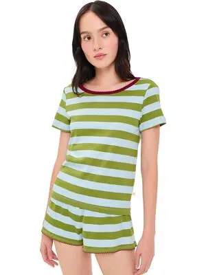 Morgan Lane Striped Baby Jean Tee - Olive/ice