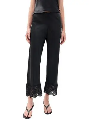Cami Nyc Bristol Lace Trim Satin Pants - Black