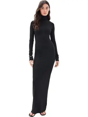 Eterne Long Sleeve Turtleneck Maxi Dress - Black